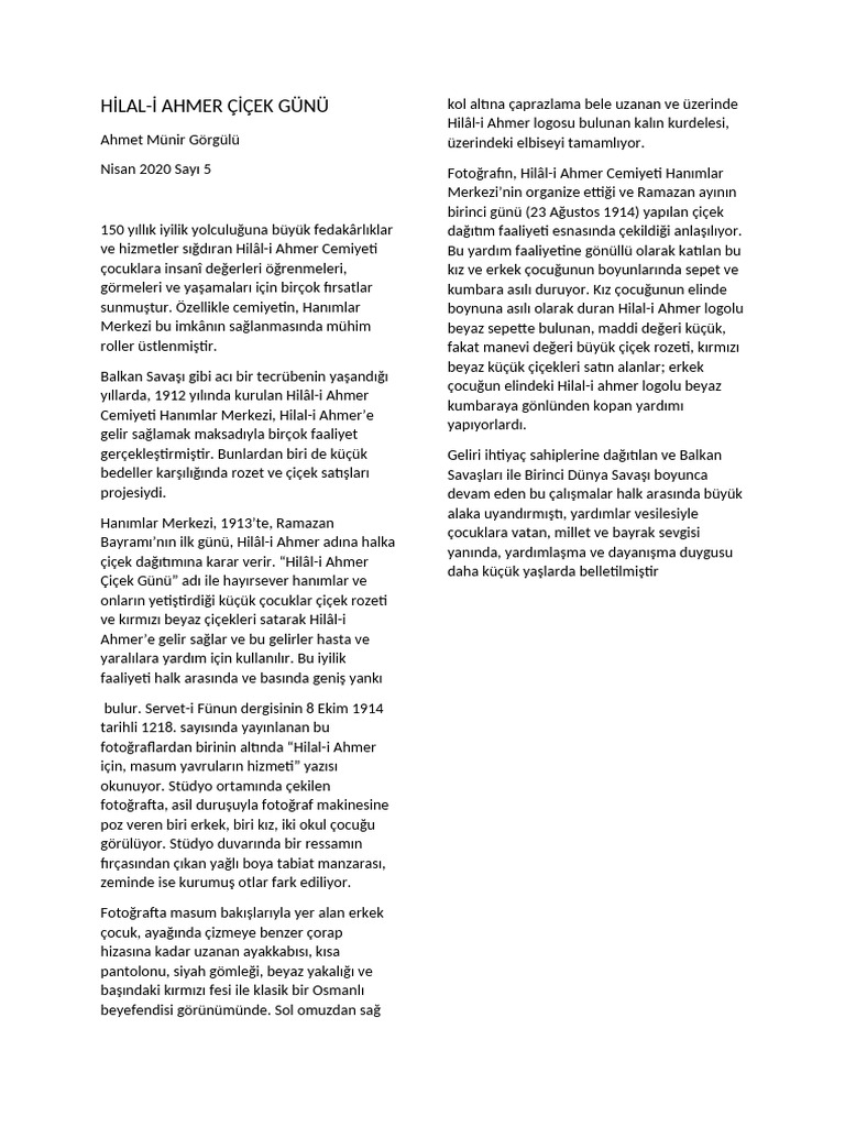 Hilal-I Ahmer Çiçek Günü | PDF