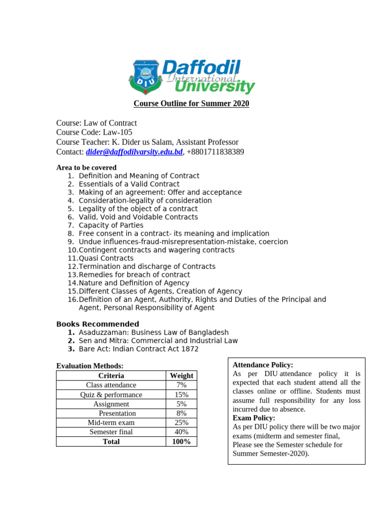 Summer 2020 Course Outline | PDF