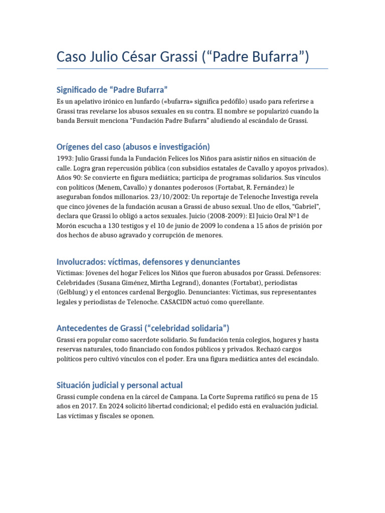 Caso Julio Cesar Grassi Padre Bufarra | PDF