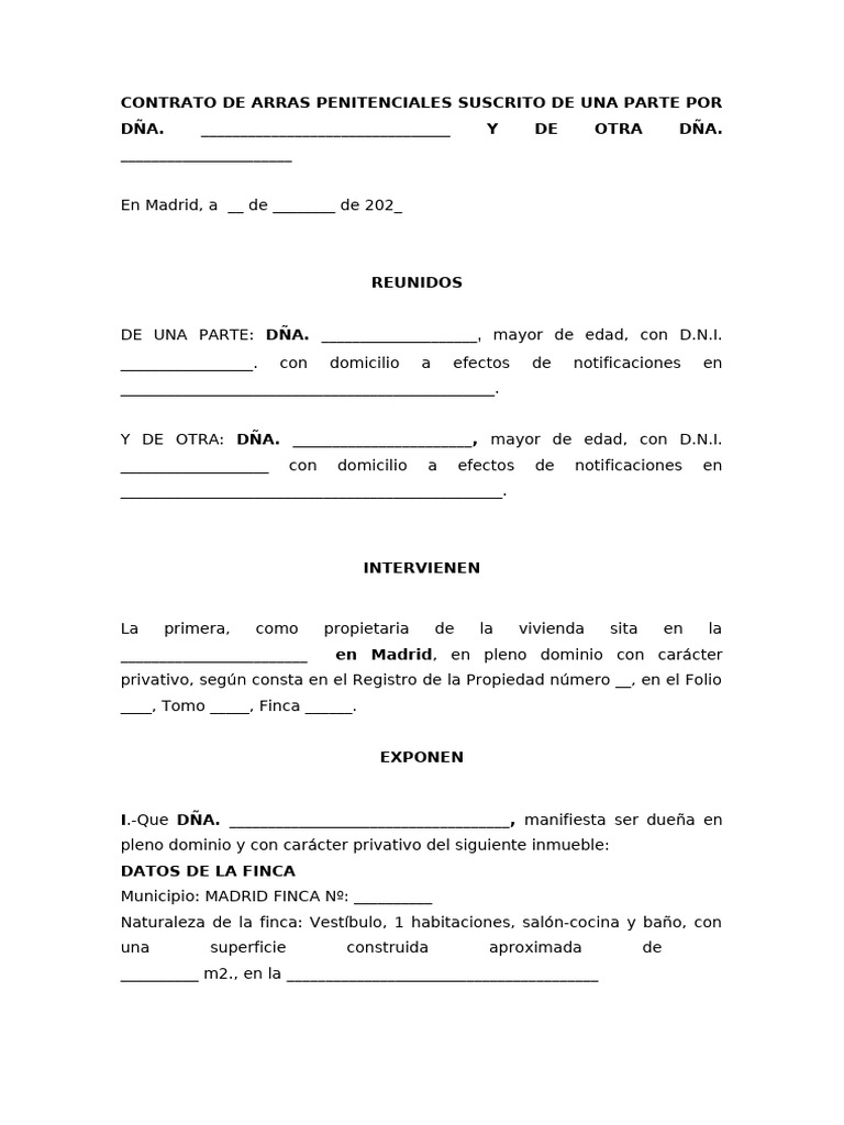 Modelo Contrato Arras Con Cargas | PDF