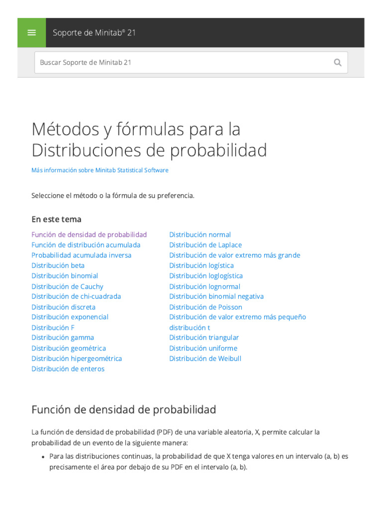 Métodos y Fórmulas para La Distribuciones de Probabilidad - Minitab ...