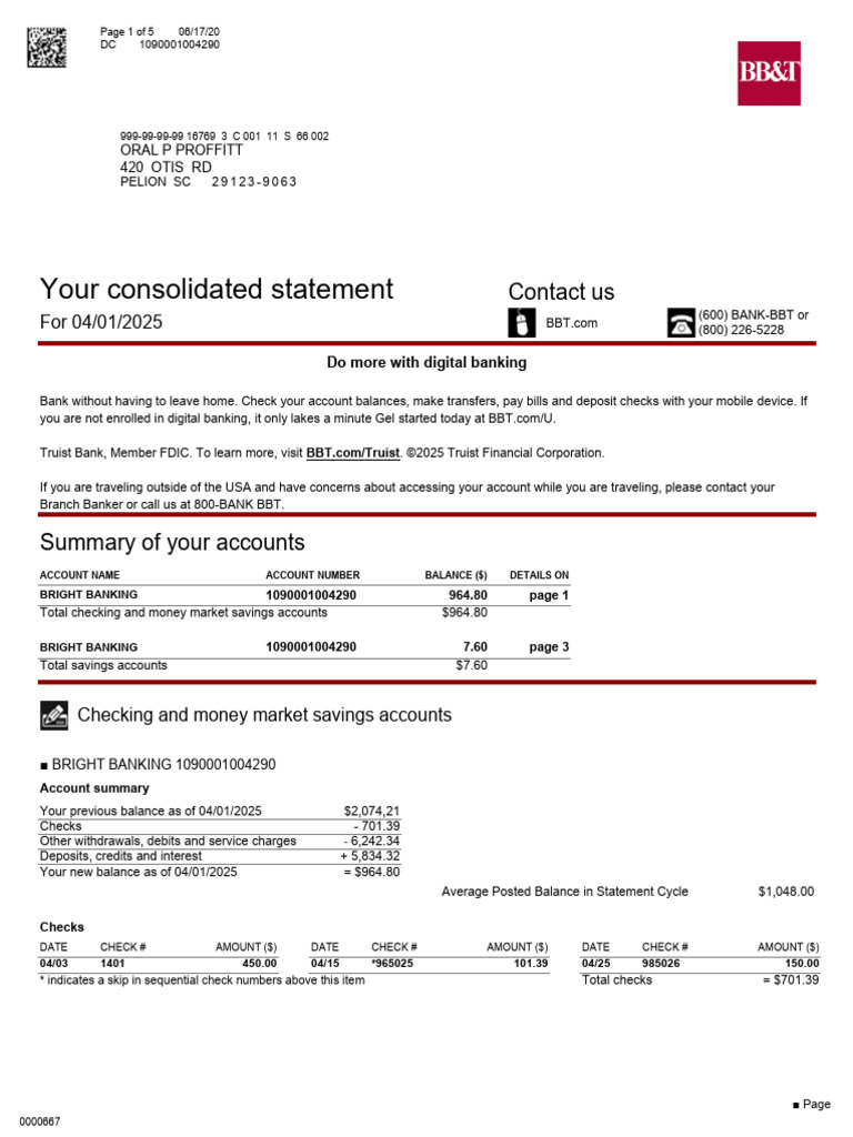 APRIL BBT Bank Statement | PDF | Banks | Investing