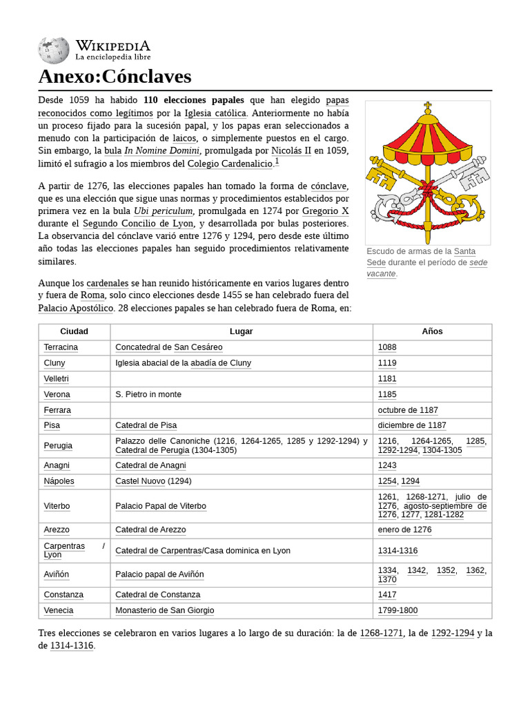 Historia de los Cónclaves Papales | PDF | Papa | Sees apostólicas