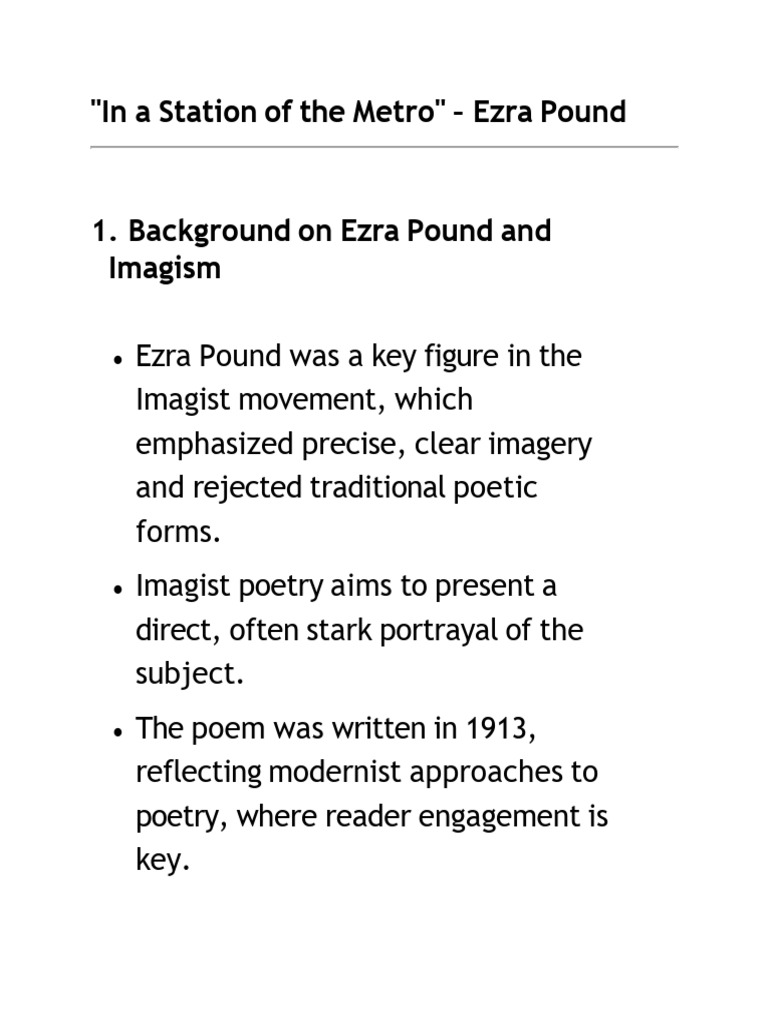 In A Station of The Metro | PDF | Poetry