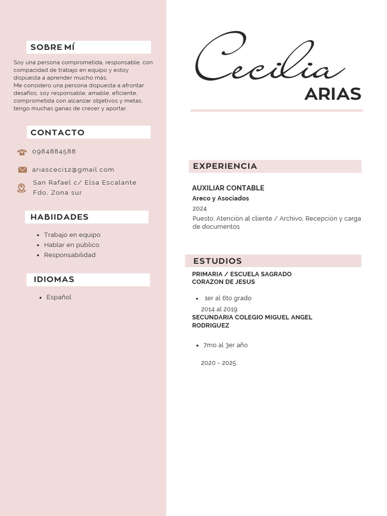 Currículum Vitae Cecilia Arias | PDF