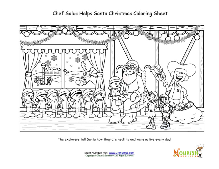 Christmas Holiday Chef Solus Santa Claus Coloring Page | PDF