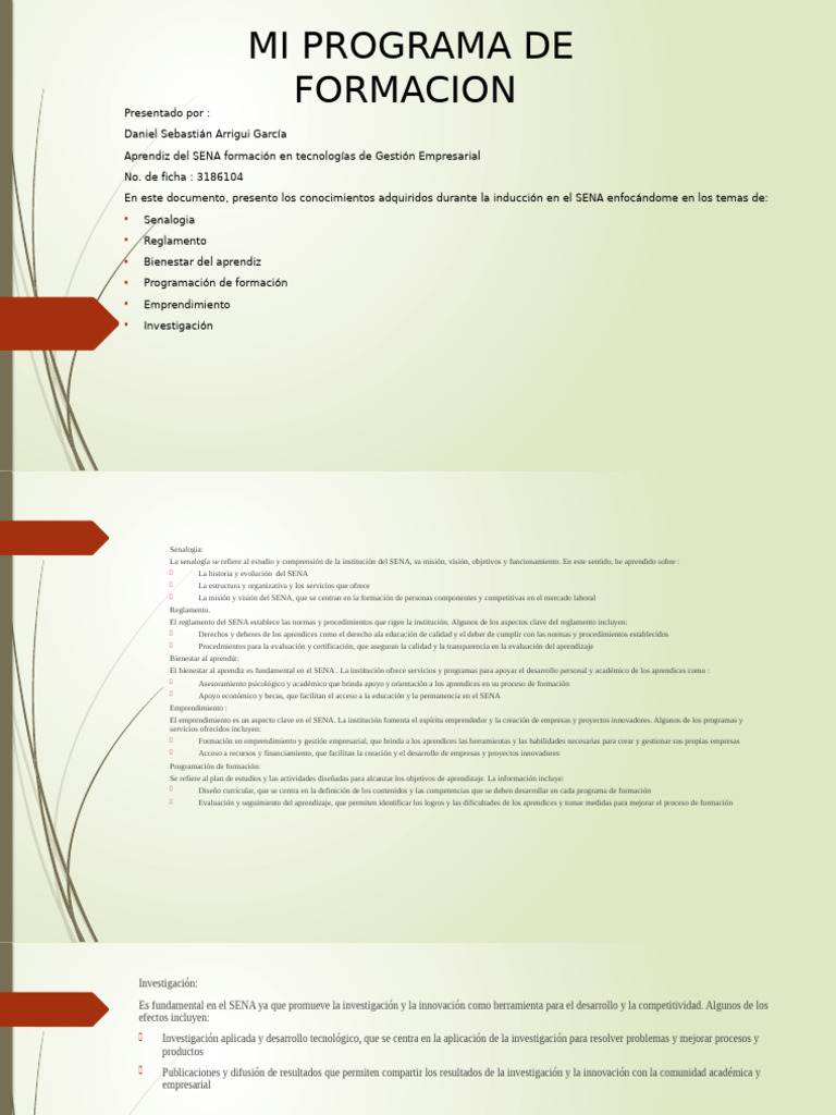 Mi Programa de Formacion | PDF | Iniciativa empresarial | Plan de estudios