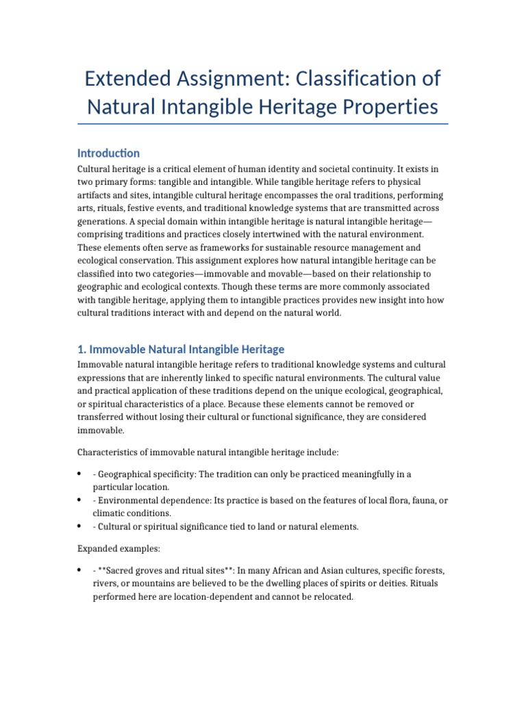 Extended Natural Intangible Heritage Assignment | PDF | Cultural ...