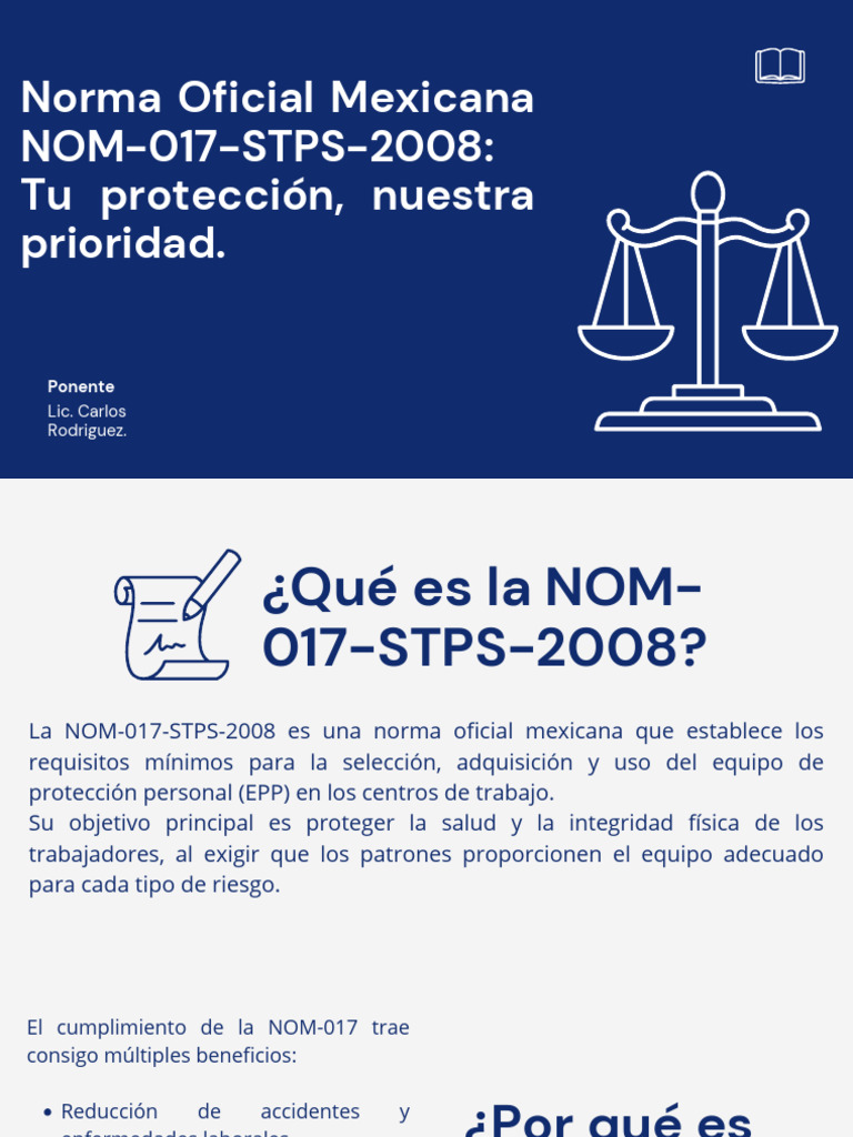 Norma Oficial Mexicana NOM-017-STPS-2008 Tu Protección, Nuestra ...