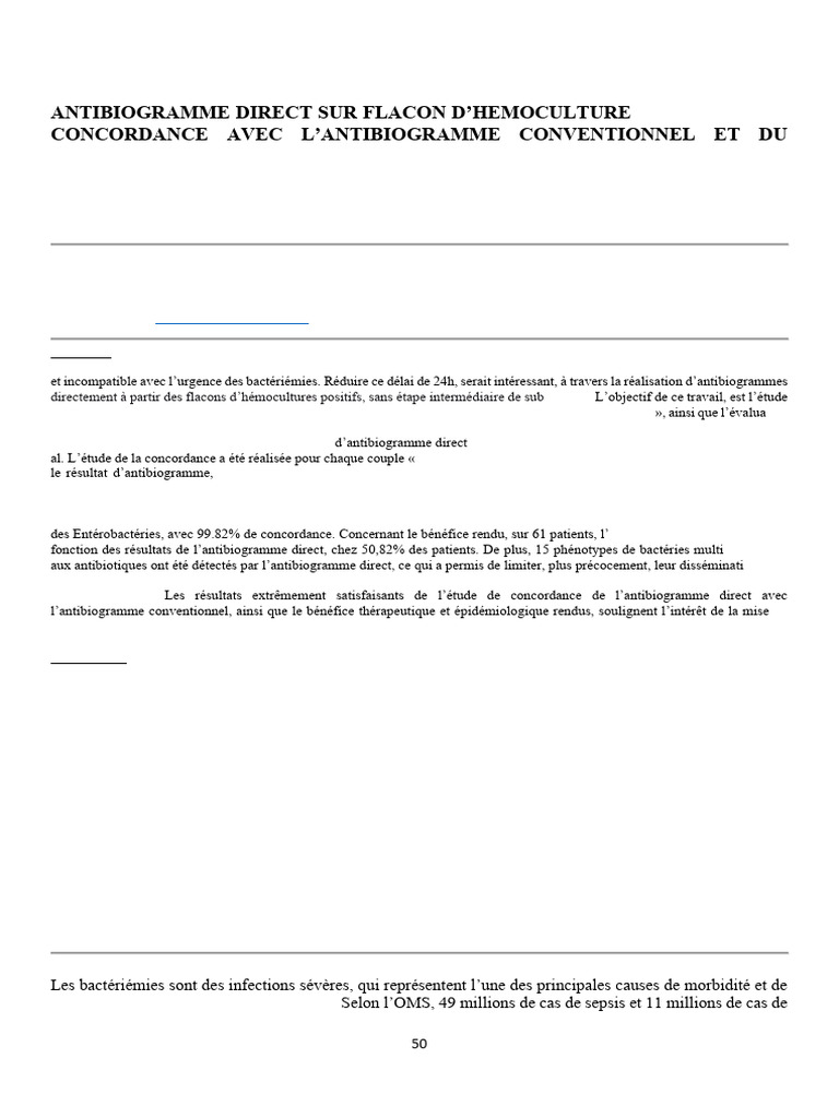 Antibiogramme Direct en Hémoculture | PDF | Staphylococcus ...