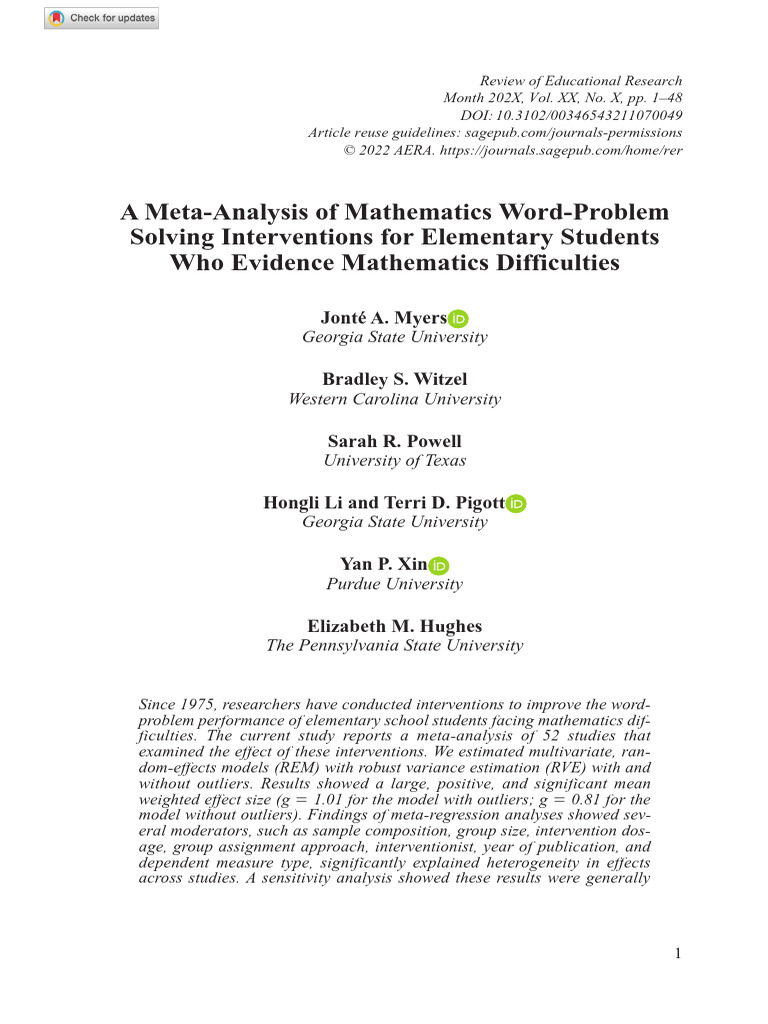Metaanalisis Word Prob Instruc | PDF | National Assessment Of ...