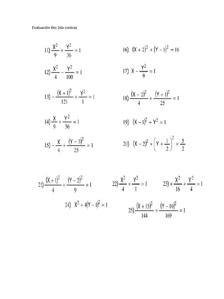 Evaluación 6to 1ra Funciones Conicas | PDF