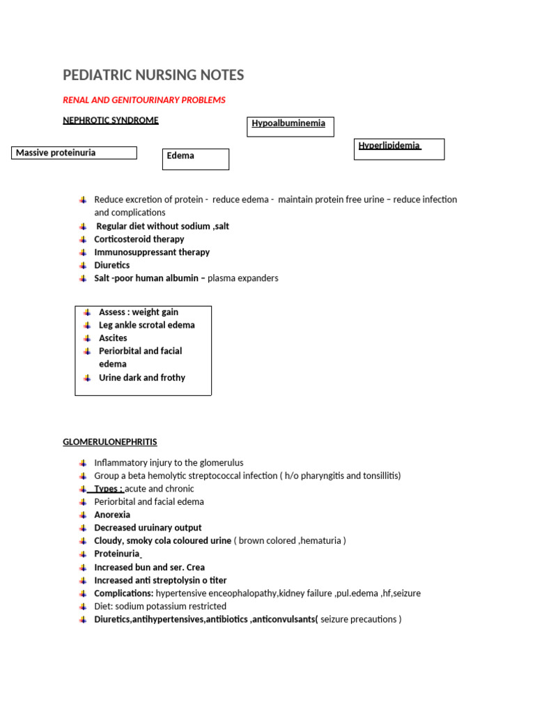 Pediatric Nursing Notes | PDF | Congenital Heart Defect | Edema