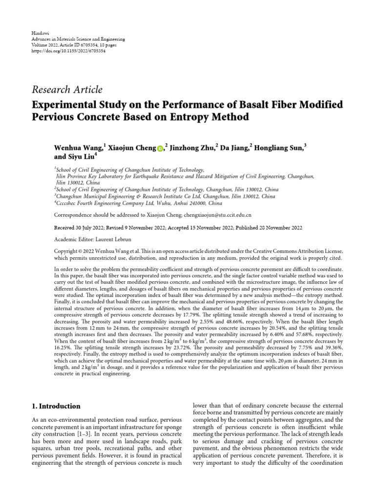 Experimental Study On The Performance of Basalt Fi | PDF | Concrete ...
