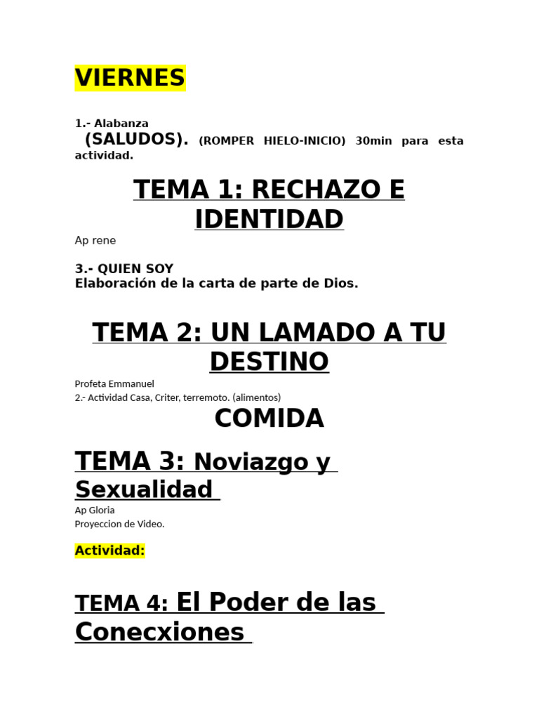 Plan Del Campamento | PDF