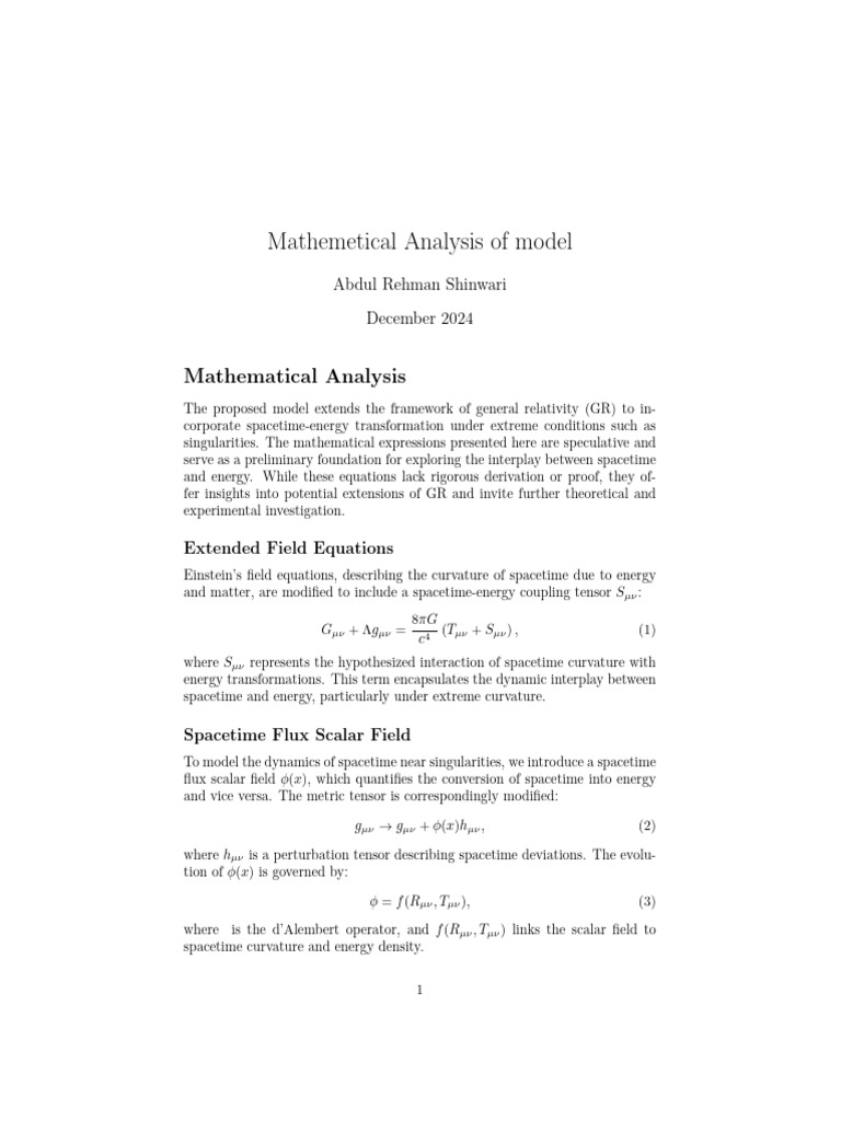Mathemetical Analysis of Model | PDF | General Relativity | Gravity