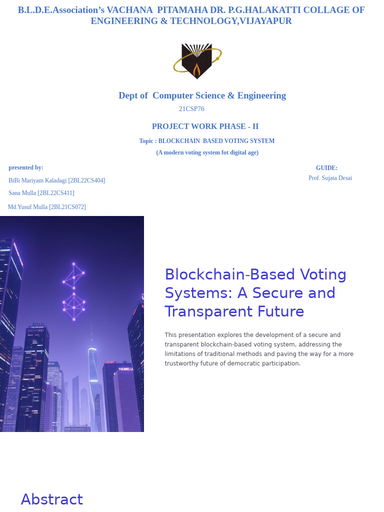Blockchain Based Voting Systems A Secure and Transparent Future | PDF | Authentication ...