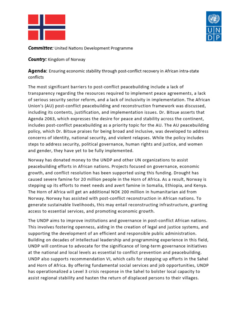 Position Paper (Kingdom of Norway) | PDF | Peacebuilding | African Union