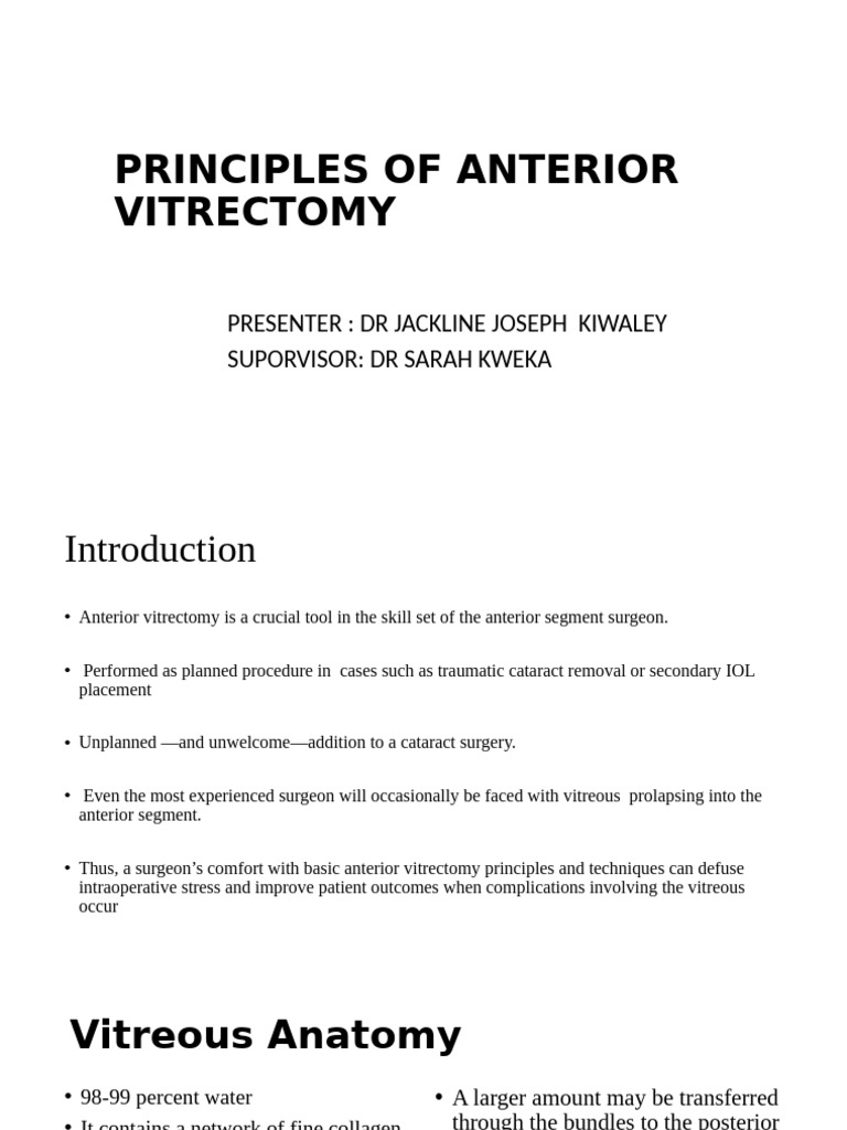 Principles of Anterior Vitrectomy | PDF | Medical Specialties ...