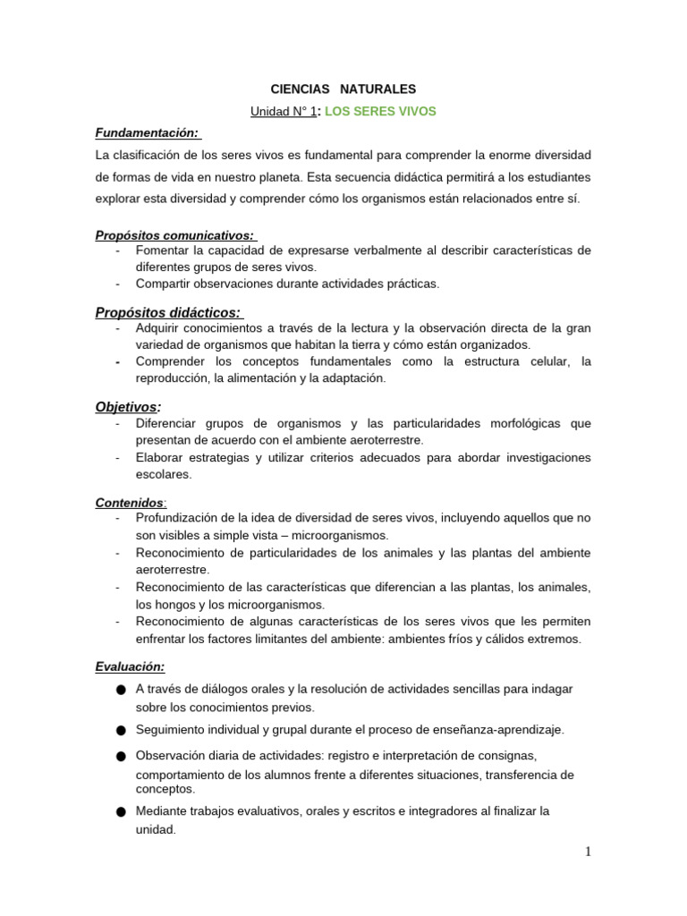 unidad 1 seres vivos - LISTOS | PDF | Organismos | Plantas