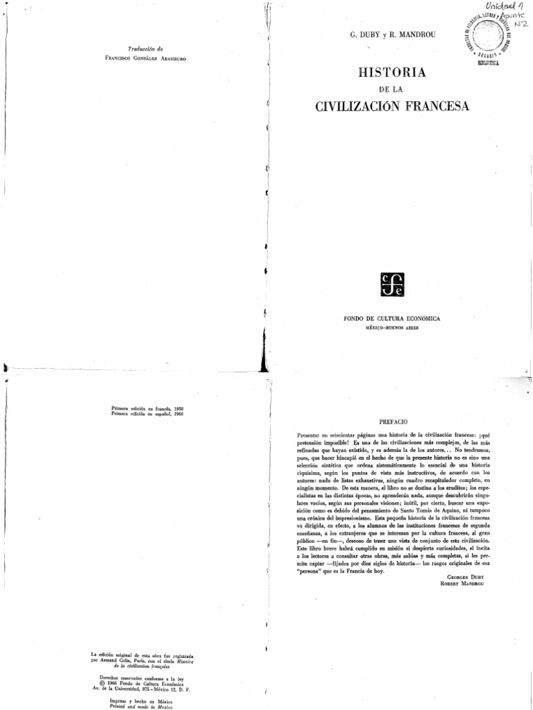DUBY, G. - MANDROU, R. - Historia de La Civilización Francesa - Caps. I ...