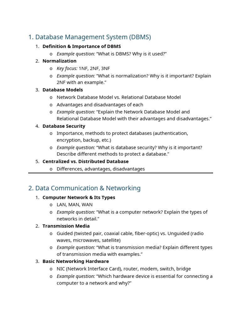 1-Important Question Computer | PDF | Computer Network | Object Oriented Programming