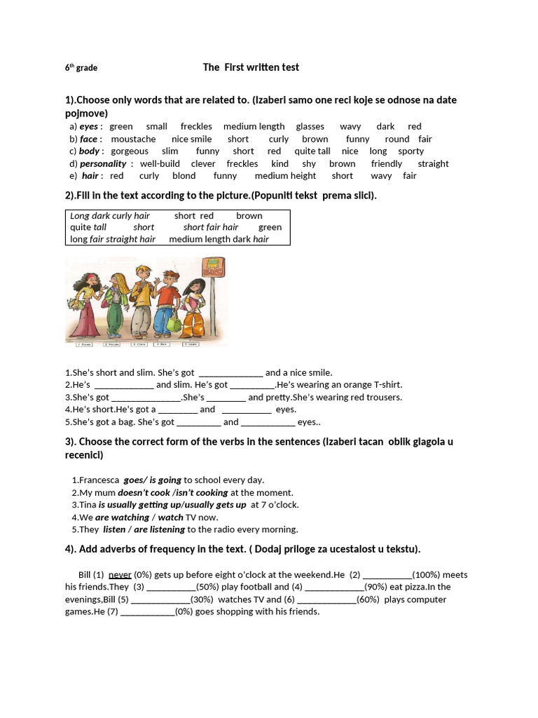 6th - The First Written Test-2024 | PDF | Linguistic Typology ...