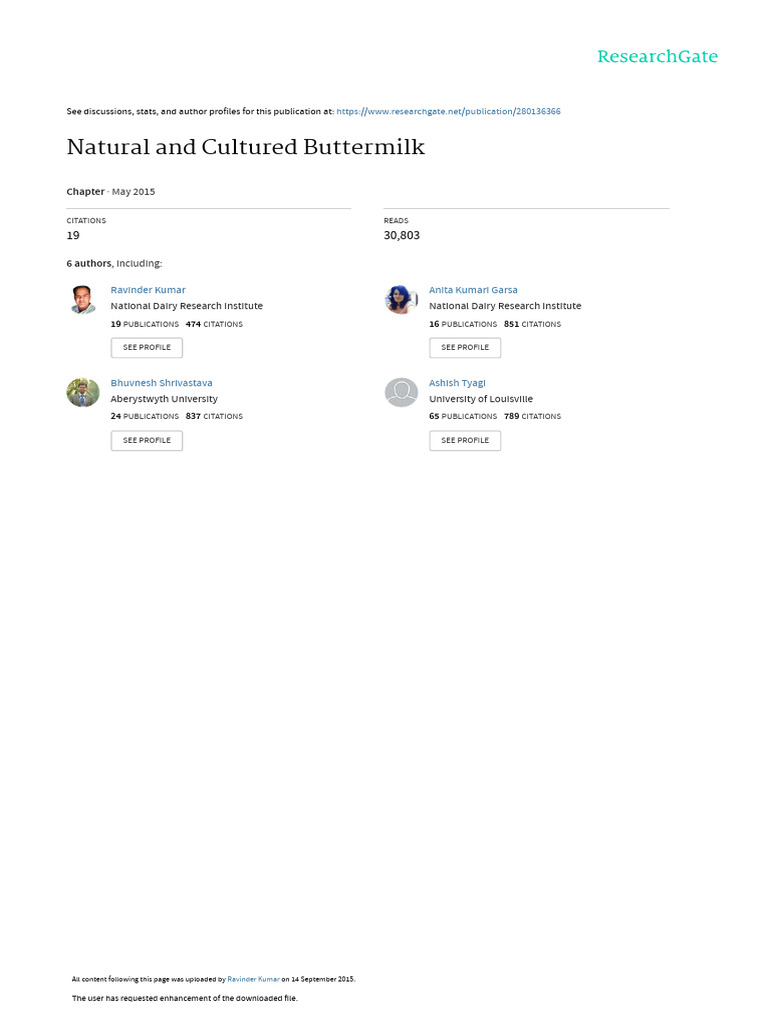 Natural and Cultured Buttermilk Overview | PDF | Milk | Buttermilk