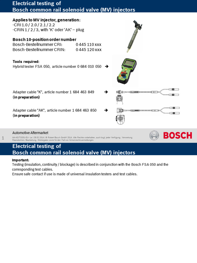 Testing Bosch Common Rail Injectors | PDF | Insulator (Electricity ...