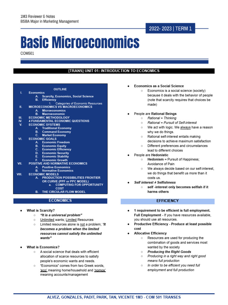 COM501 - Business Economics Unit 1 | PDF | Economics | Hypothesis
