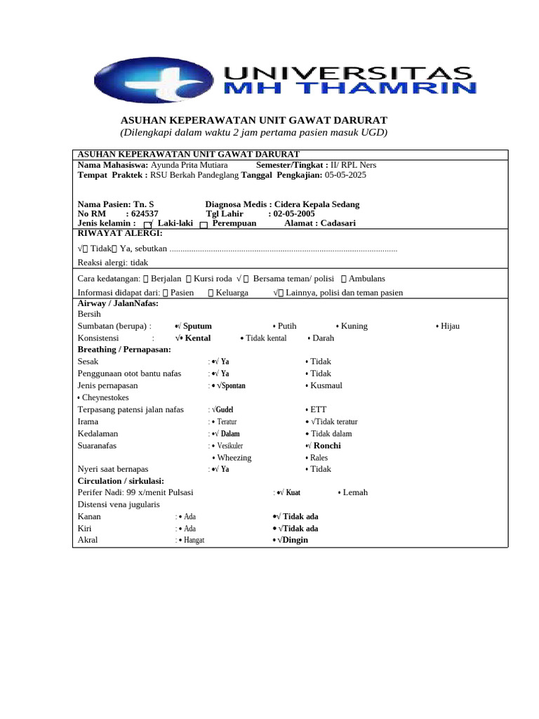 ASUHAN KEPERAWATAN UNIT GAWAT DARURAT LENGKAP | PDF