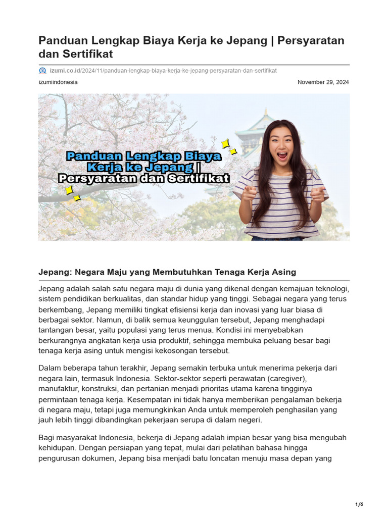 Izumi - Co.id-Panduan Lengkap Biaya Kerja Ke Jepang Persyaratan Dan ...
