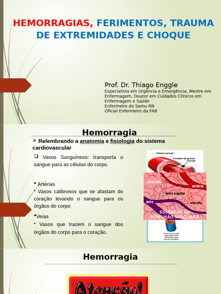 Hemorragias e Ferimentos em Trauma | PDF | Sistema circulatório ...