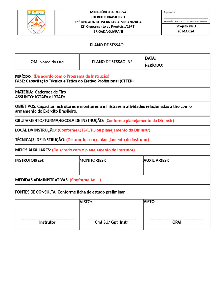 Plano_de_sess_o | PDF | Brigada | Militar