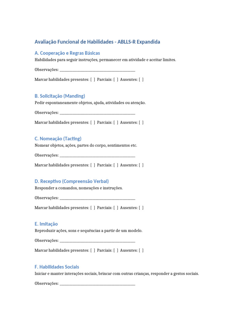 ABLLS-R Checklist Completo | PDF
