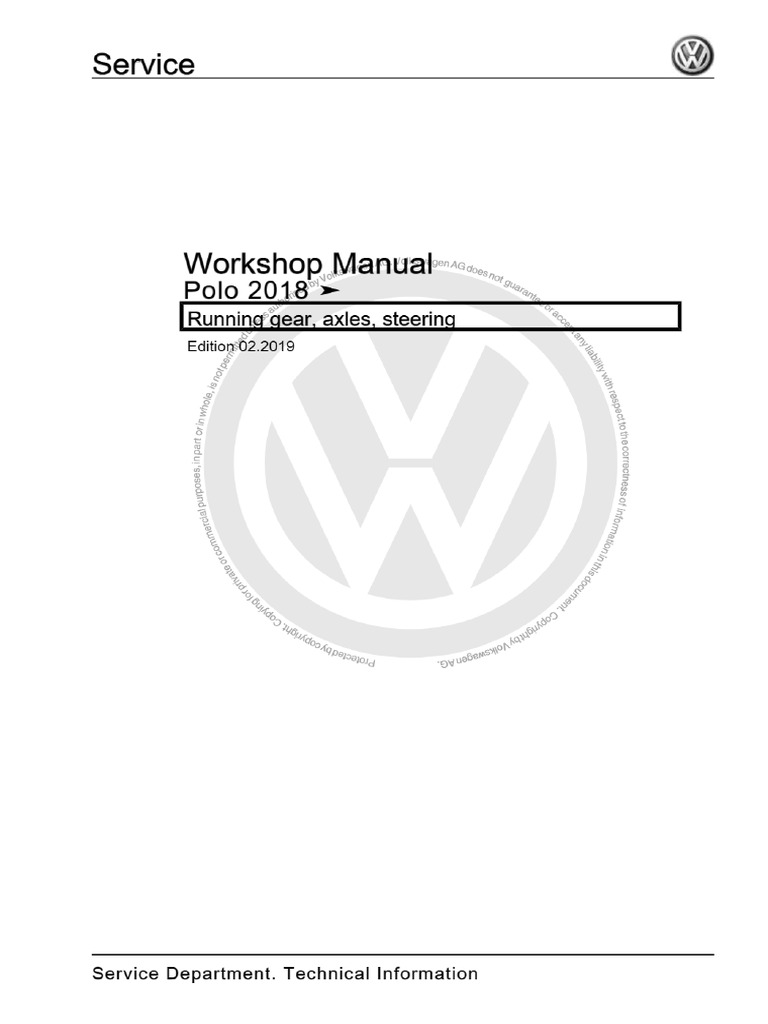 VW Polo 2018+ - Running Gear, Axles, Steering - PDF Download | PDF