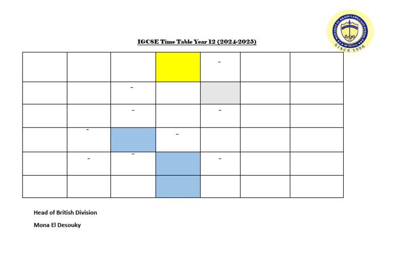 IGCSE Time Table (Year 12) 2024-2025-1 | PDF