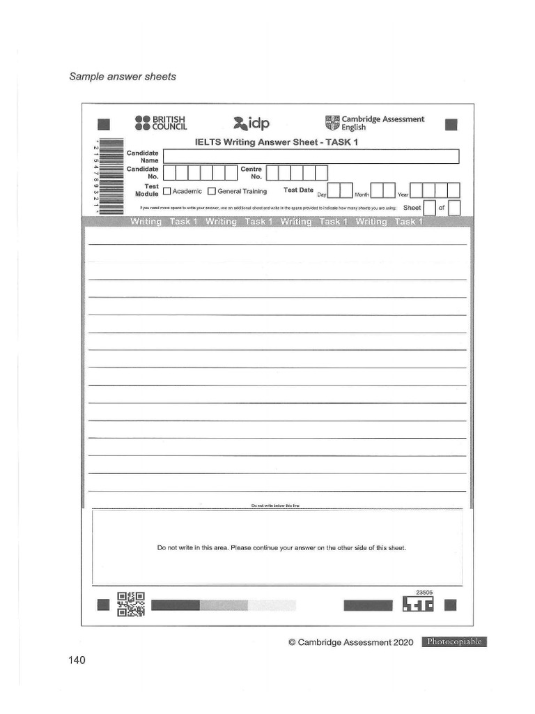 IELTS Writing Answer Sheet | PDF