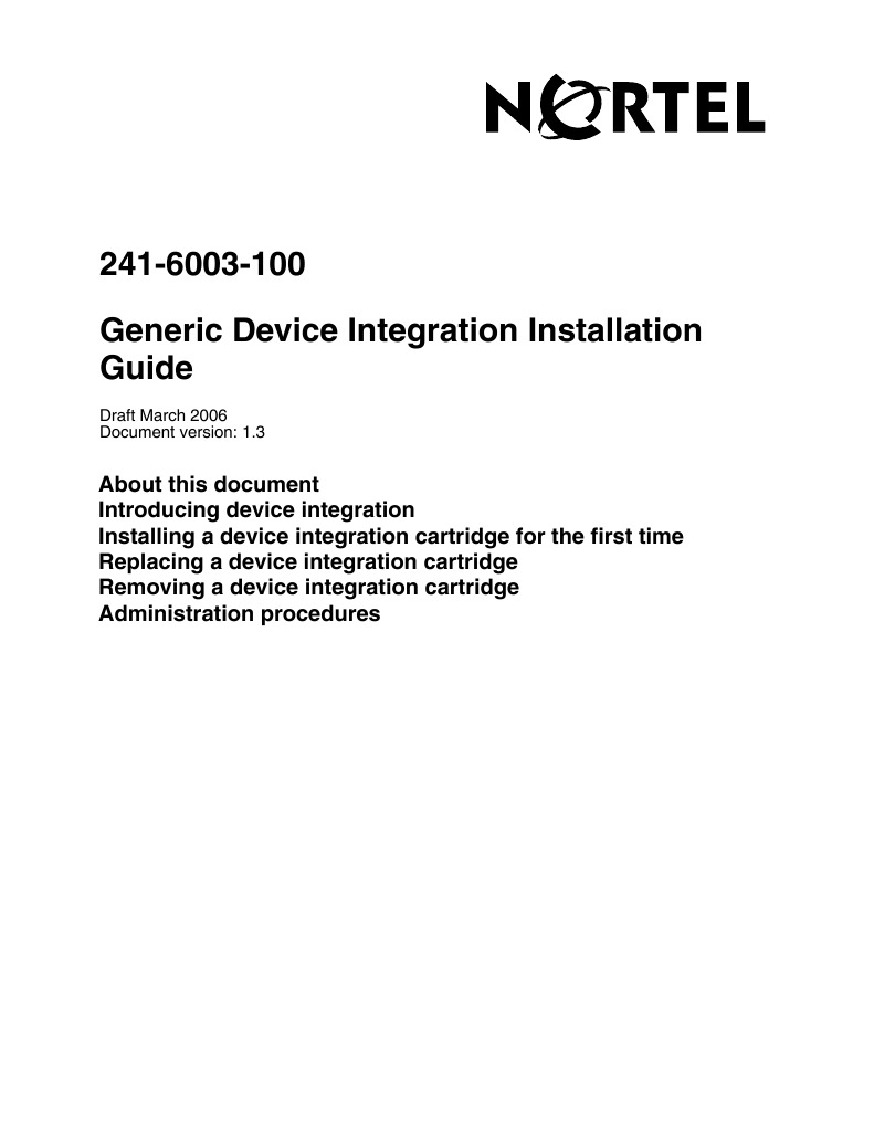 241-6003-100 Generic Device Integration Installation Guide: Draft March ...