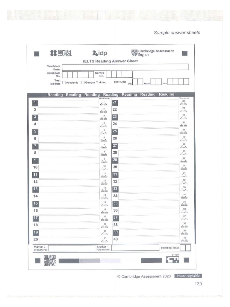 IELTS Reading Answer Sheet | PDF