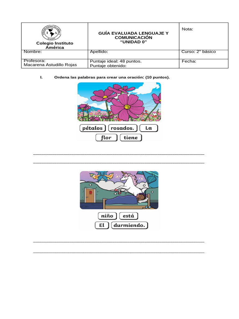 Guía Evaluada 2° Básico Lenguaje | PDF