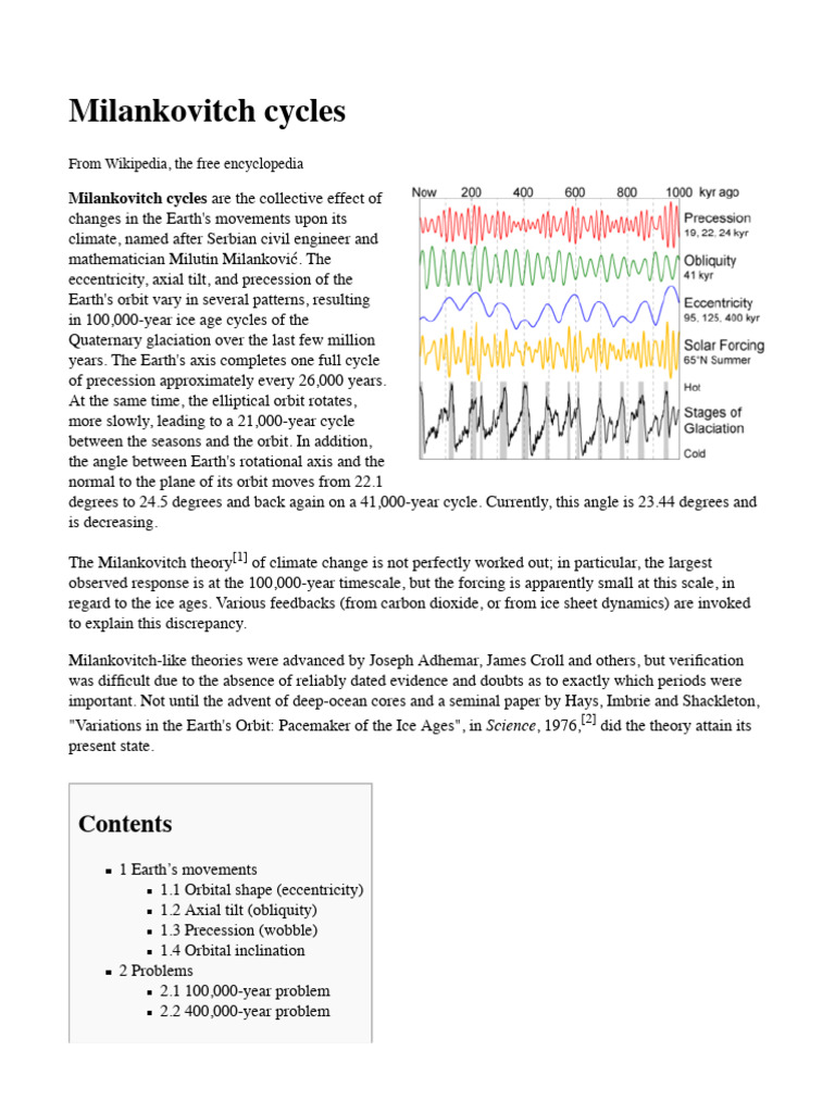 Milankovitch Cycles Wikipedia | PDF | Apsis | Ice Age