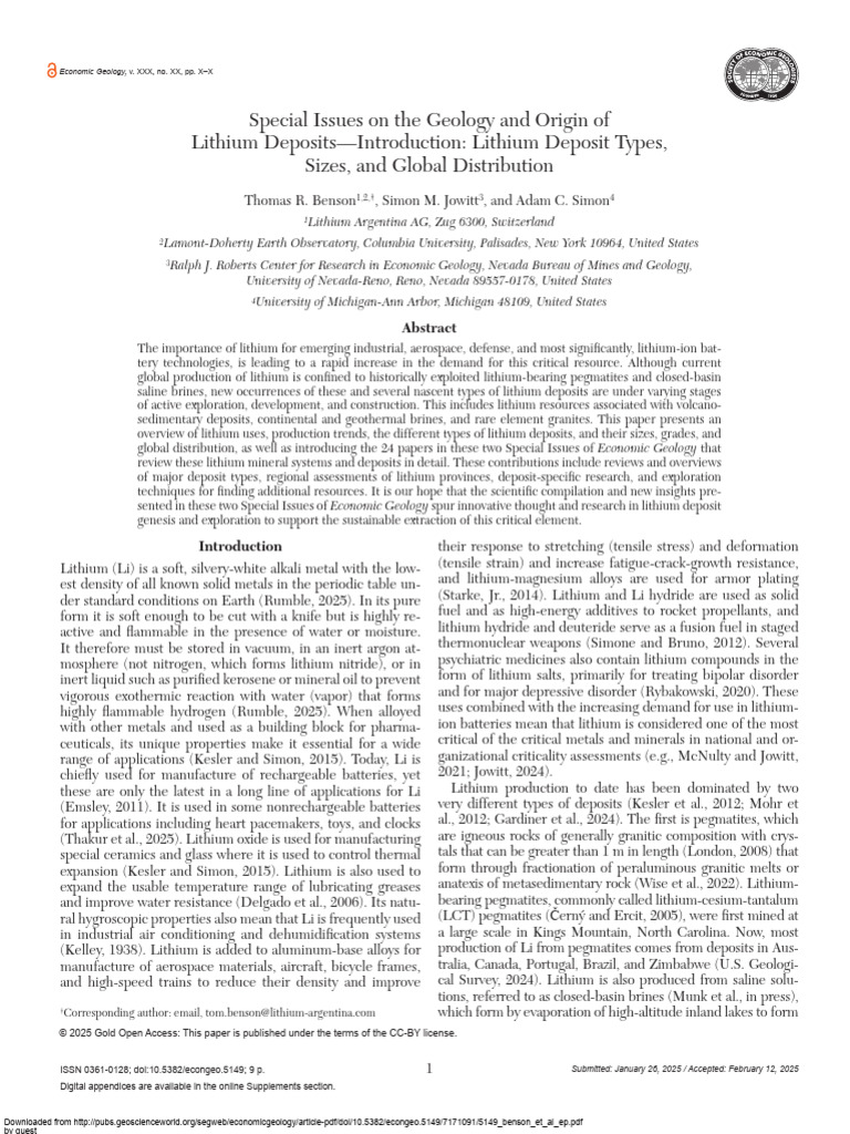 Overview of Lithium Uses and Deposits | PDF | Lithium | Hydride