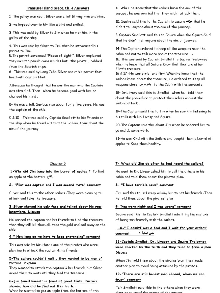 Treasure Island Prep1 Ch4 Answers and 5 | PDF | Treasure Island