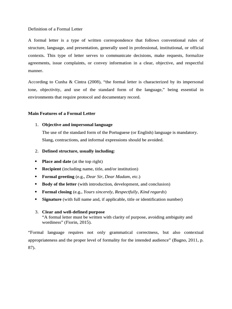 Definition of A Formal Letter | PDF