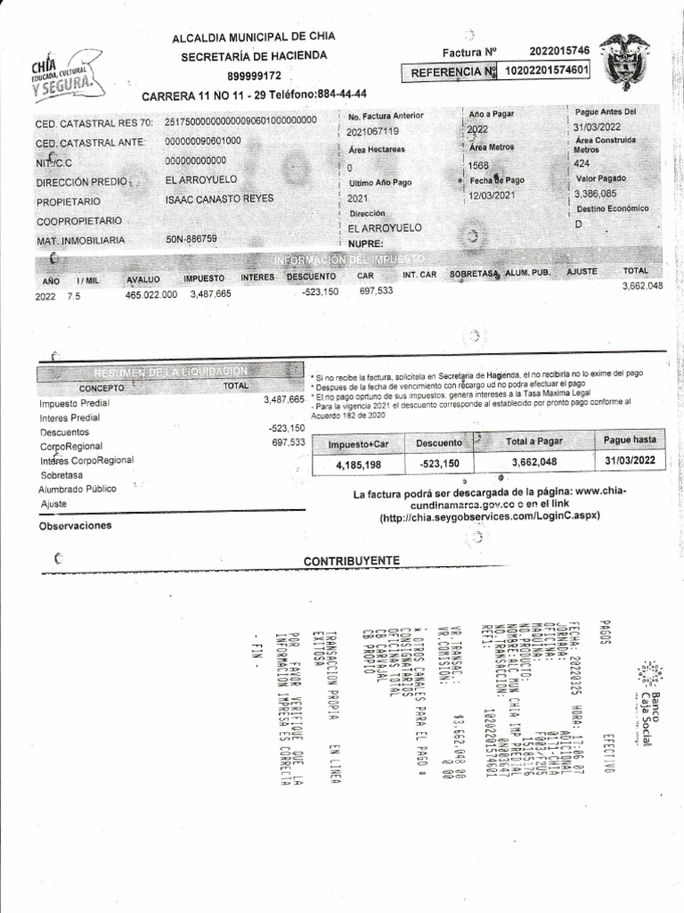 Certificado Pago Predial | PDF