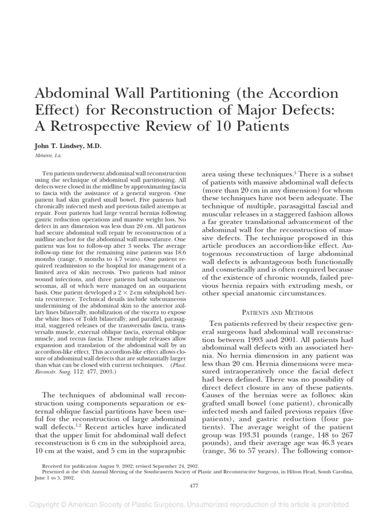 Accordion Effect in Abdominal Reconstruction | PDF | Abdomen | Medical ...