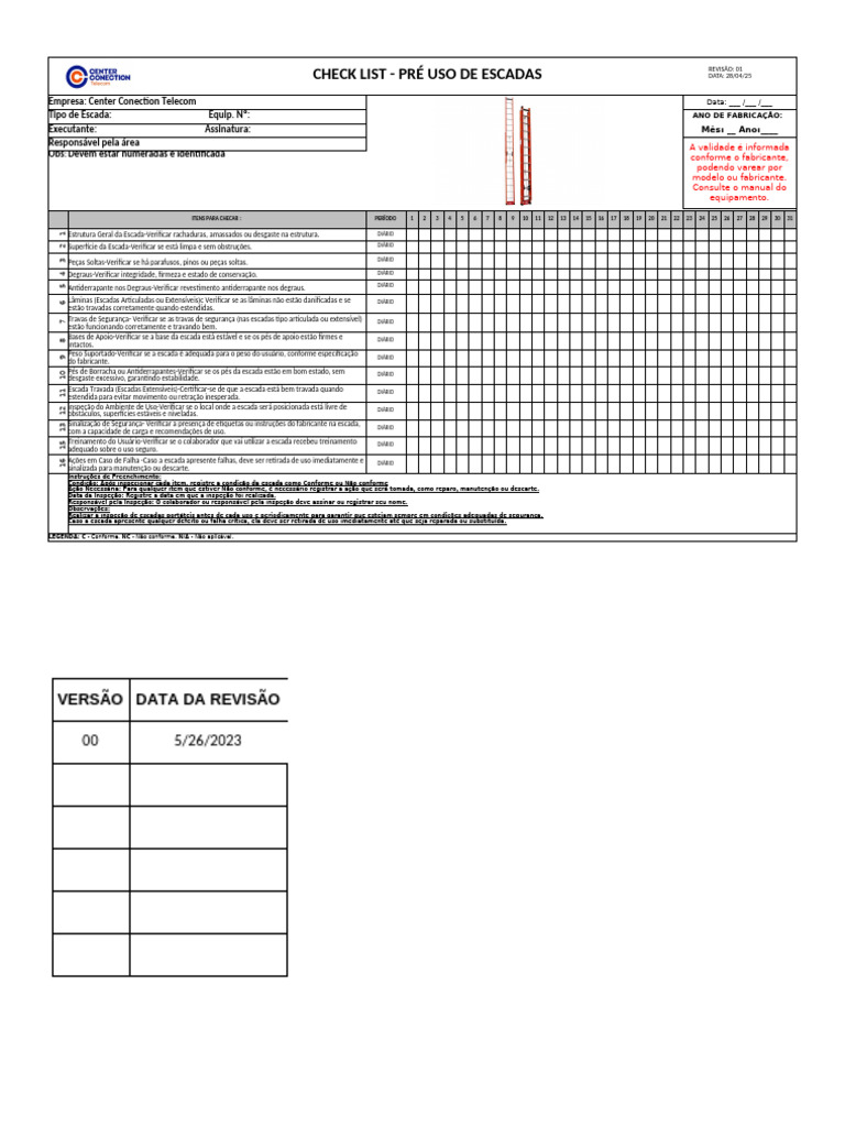 Check-List Pre Uso Uso Escadas | PDF