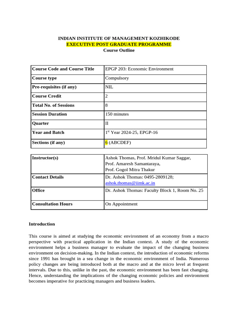 EPGP AACSB - Economic Environment | PDF | Cost Of Living | Macroeconomics