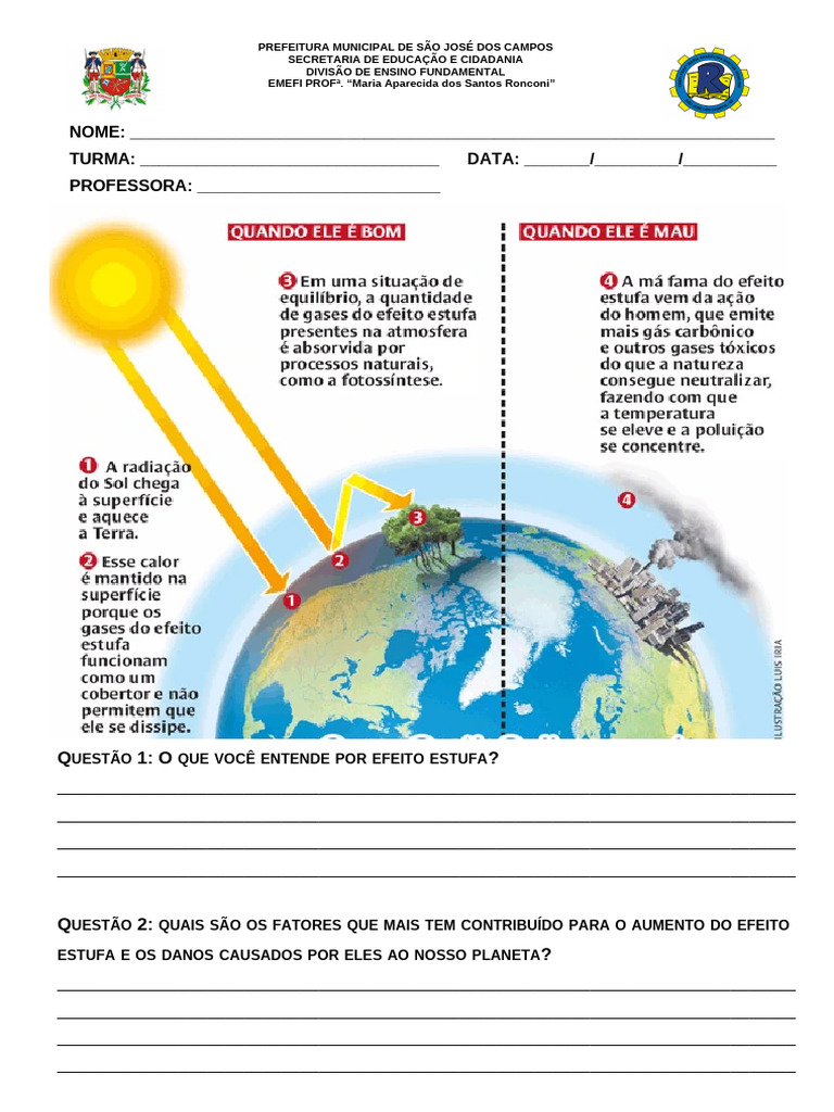 Atividade Efeito Estufa | PDF | Impactos ambientais globais | Ambiente